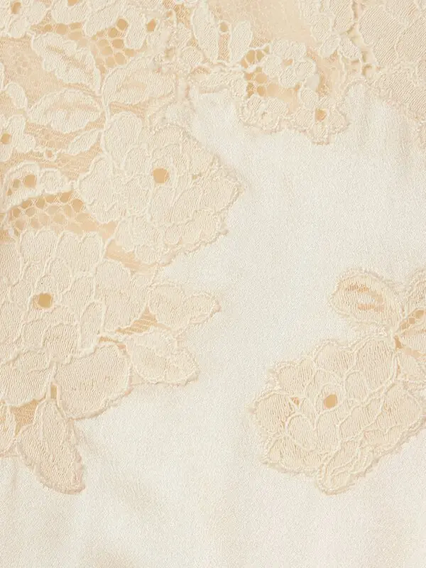 DÔEN Lucine Lace-trimmed Silk-satin Blouse
