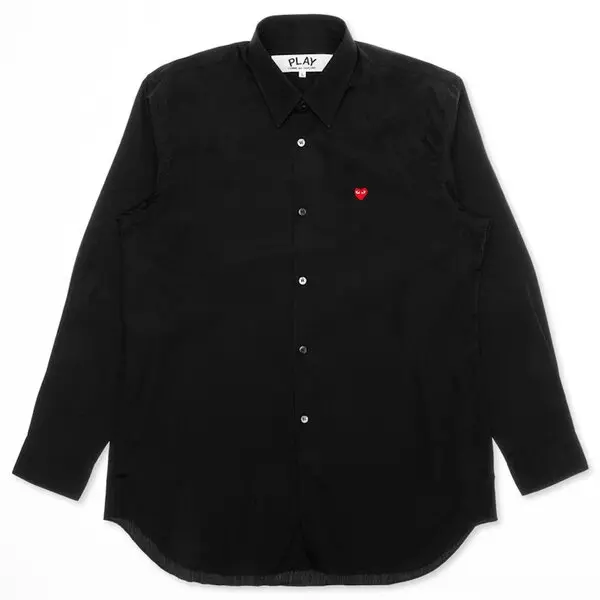 Play Comme Des Garcon Small Red Emblem Shirt - Black