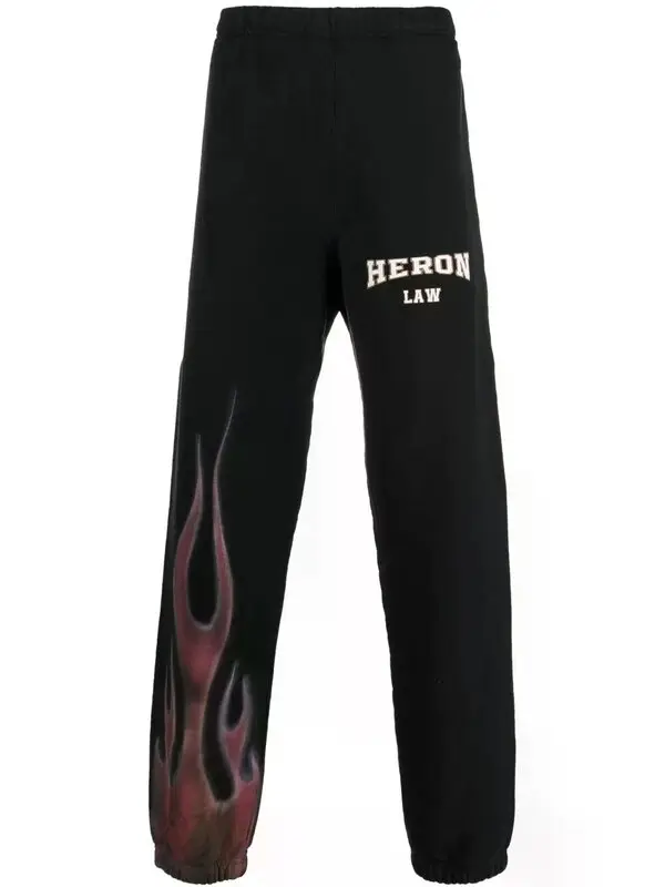 Heron Preston Flame-print Cotton Track Pants - Black