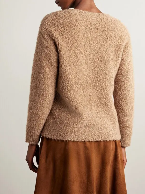 Max Mara Camel Hair And Silk-blend Bouclé Sweater - Brown