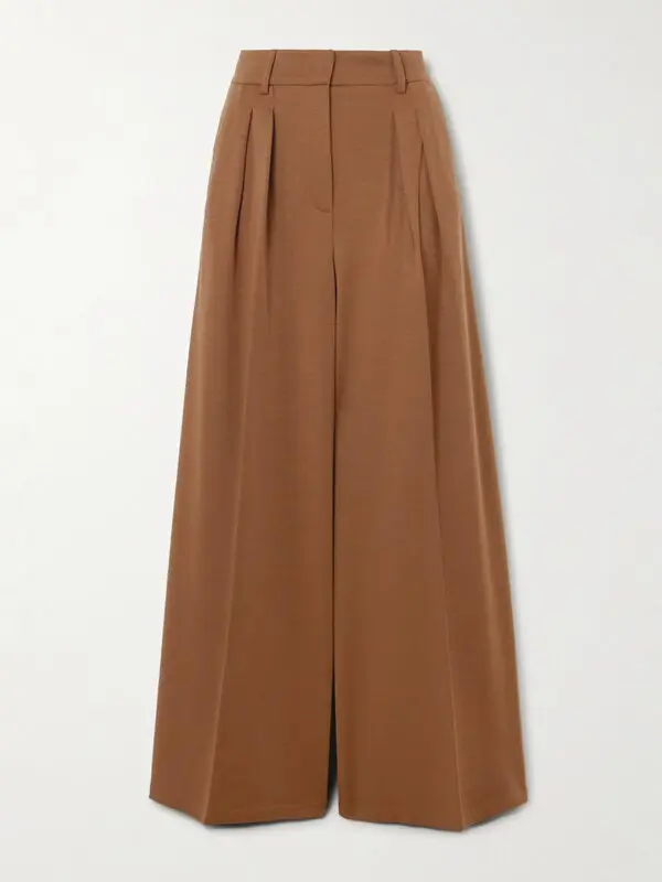 Max Mara Natale Pleated Wool-jersey Wide-leg Pants