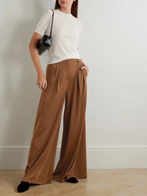 Max Mara Natale Pleated Wool-jersey Wide-leg Pants