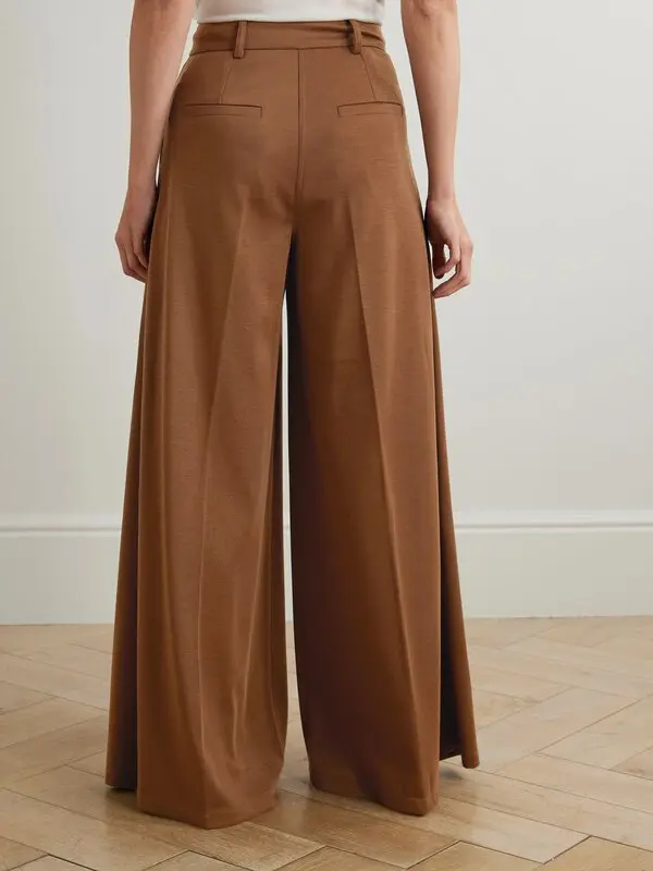 Max Mara Natale Pleated Wool-jersey Wide-leg Pants