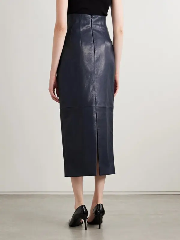 Khaite Loxley Leather Maxi Skirt - Blue