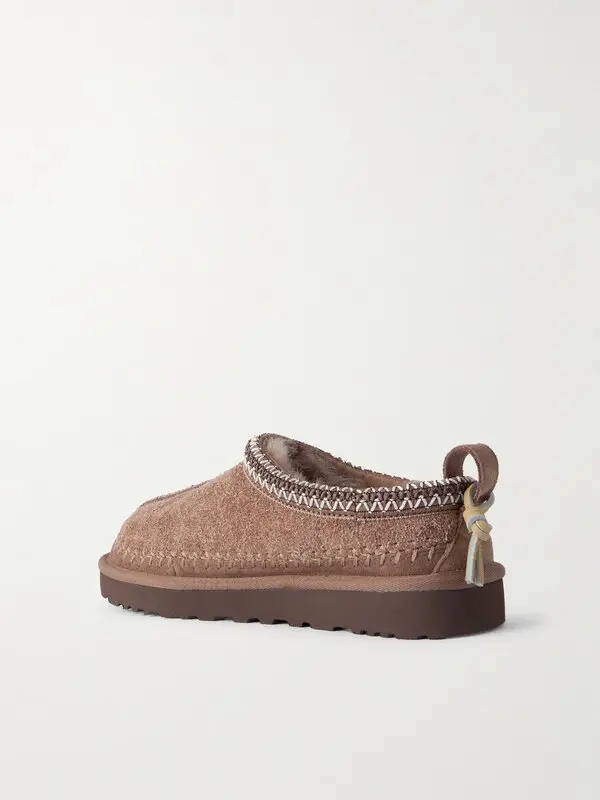 UGG Tasman Biarritz Shearling-lined Brushed-suede Slippers - Brown