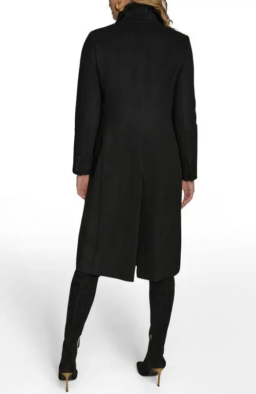 Donna Karan New York Tailored Double Breasted Wool Blend Coat - Black