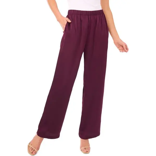 CECE DUPRAZ Straight-leg Crepe Pants With Elastic Waist - Potent Purple
