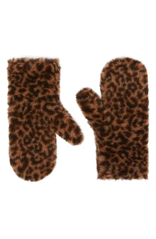 Max Mara Leopard Print Alpaca Mittens - Beige