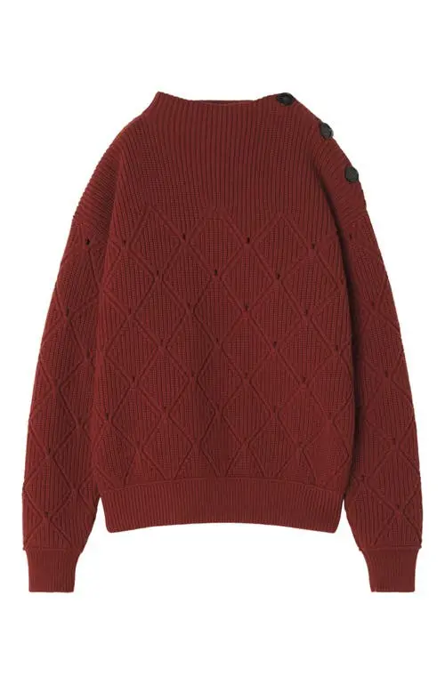 LANVIN Wool Sweater With Diamond Detail - Chestnuts