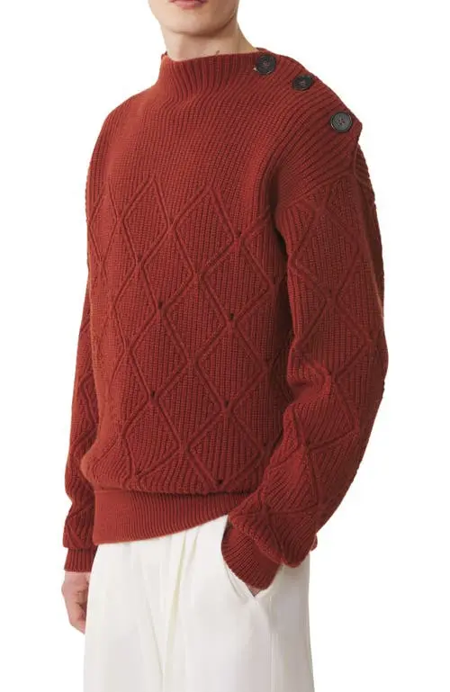 LANVIN Wool Sweater With Diamond Detail - Chestnuts
