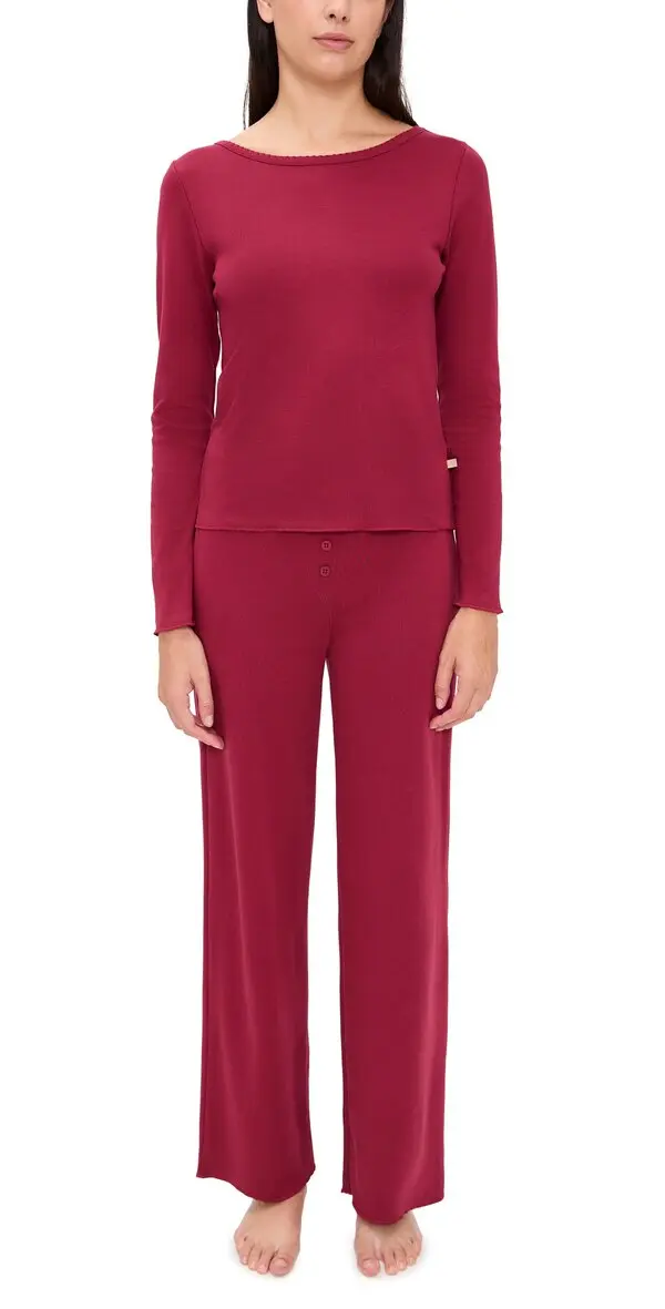 Morgan Lane Ellie Pajama Set - Cranberry