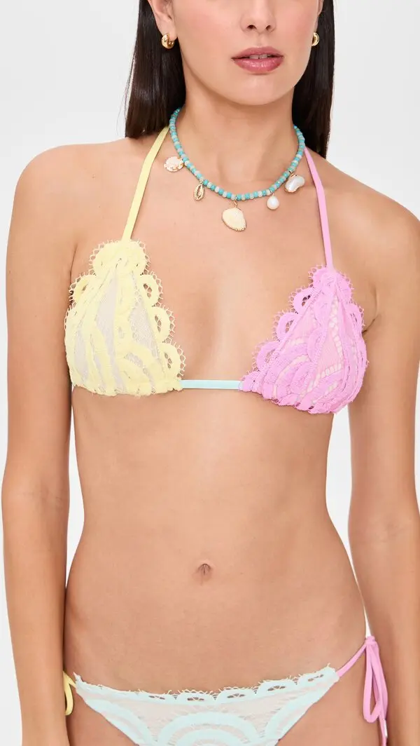 PQ Lace Triangle Bikini Top - Sweet Pea