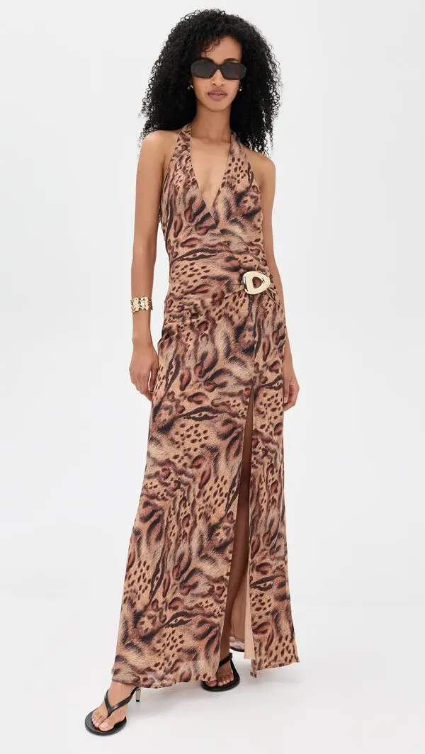 halter polo dress Brown Halter Neck Maxi Dress – PinkBlush