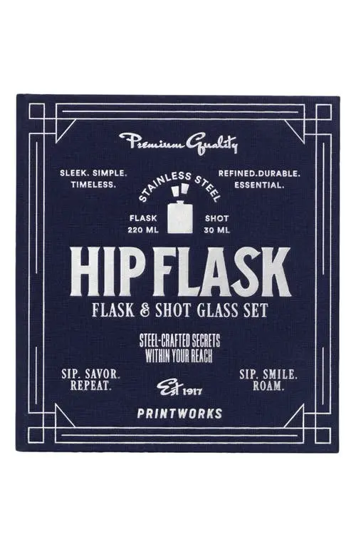 PRINTWORKS Hip Flask & Shot Glass Set