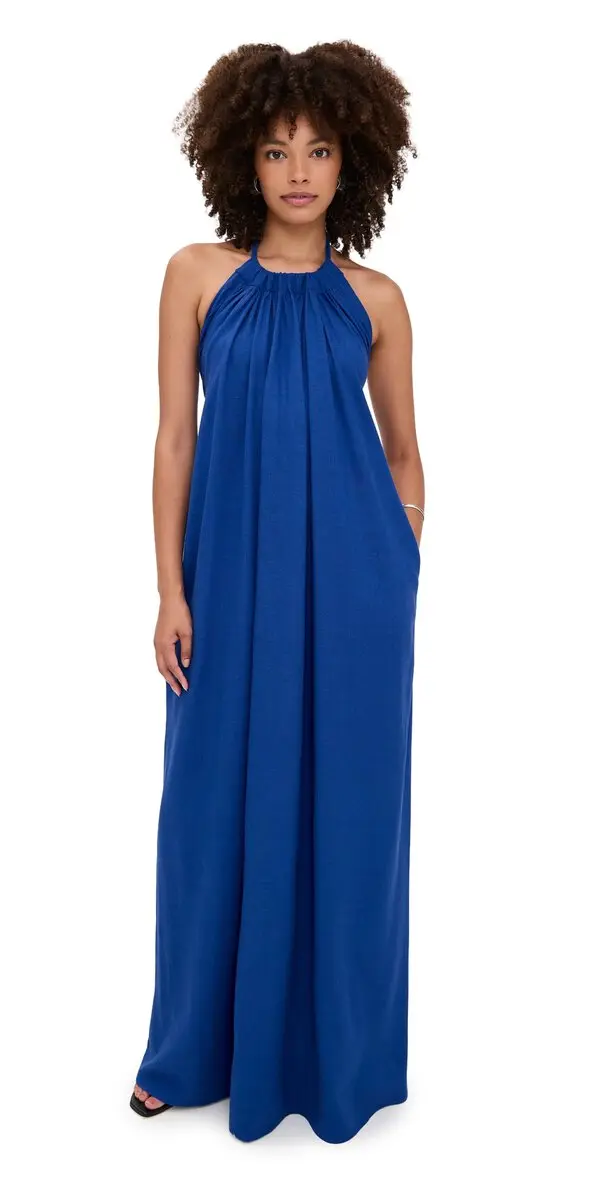 chinese dress ladies Paola Halter Linen Midi Dress – Cattivo main image 1