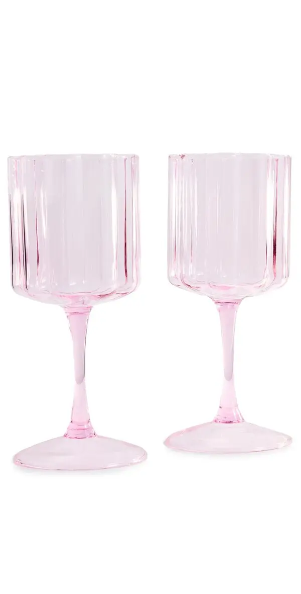 FAZEEK Wavy Wine Glasses - Pink