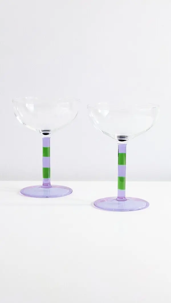 FAZEEK Striped Coupe Glasses Set Of 2
