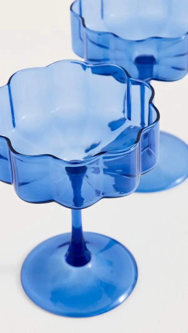 FAZEEK Wave Coupe Glasses Set Of 2 - Blue