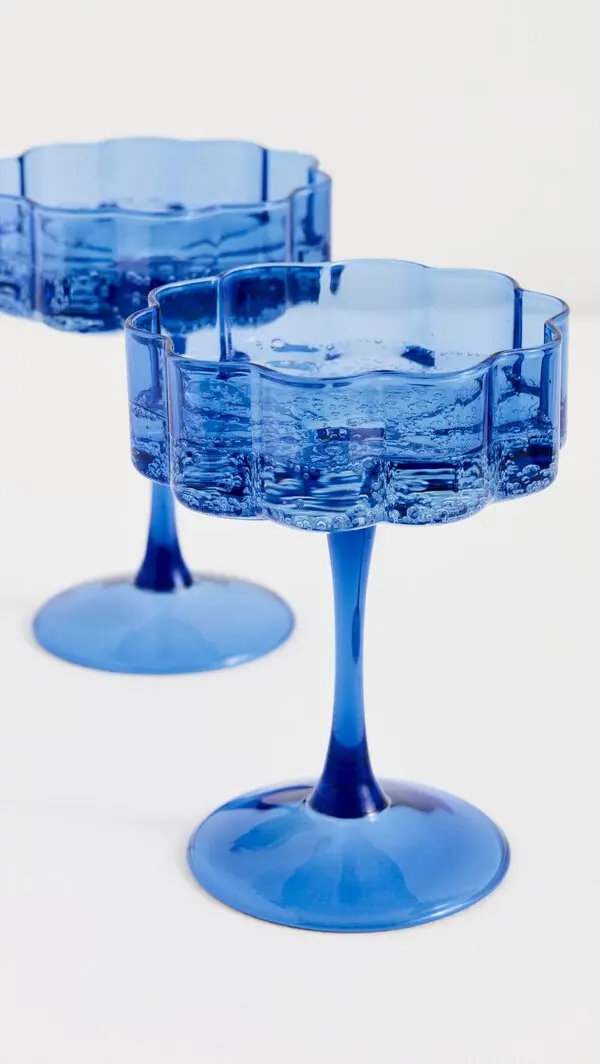 FAZEEK Wave Coupe Glasses Set Of 2 - Blue