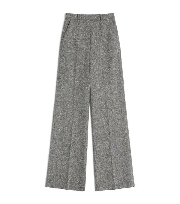 Valentino Garavani Wool-blend Speckled Wide-leg Trousers