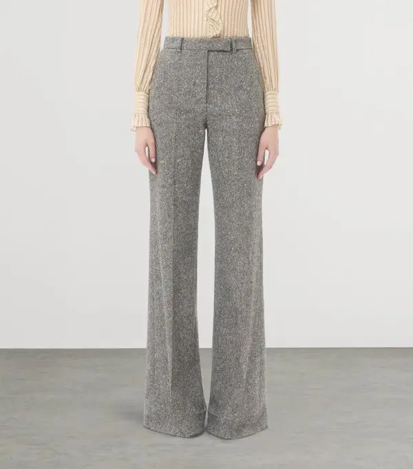 Valentino Garavani Wool-blend Speckled Wide-leg Trousers
