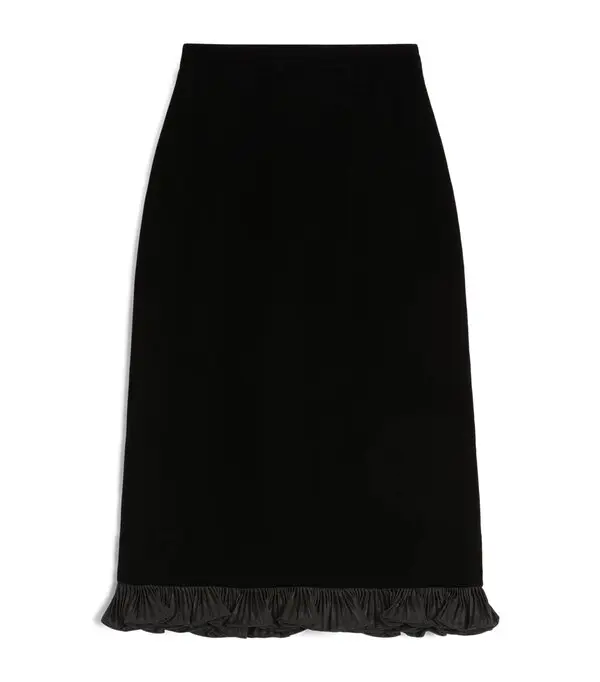 Valentino Garavani Velvet Pencil Skirt With Ruffle Detail