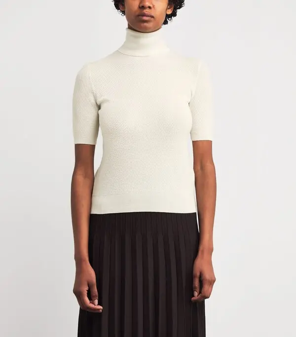 Eleventy Cashmere Rollneck Short-sleeve Sweater