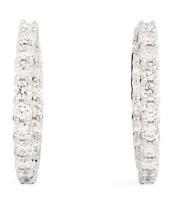 Harrods Medium Diamond Hoop Earrings - White