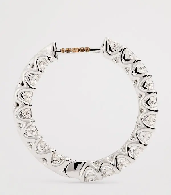 Harrods Medium Diamond Hoop Earrings - White