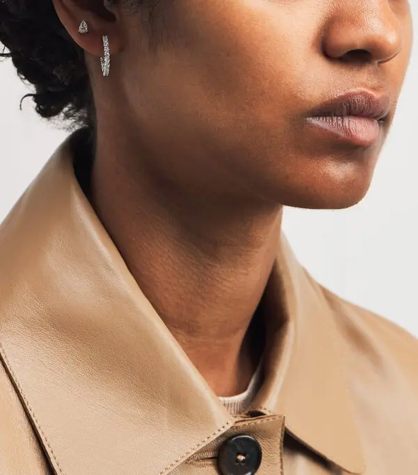 Harrods Medium Diamond Hoop Earrings - White