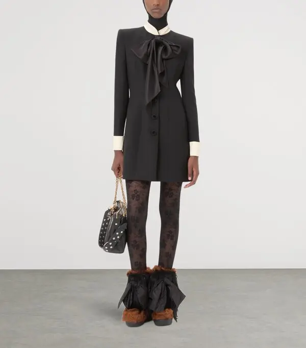 Valentino Garavani Wool-silk Crepe Mini Shirt Dress