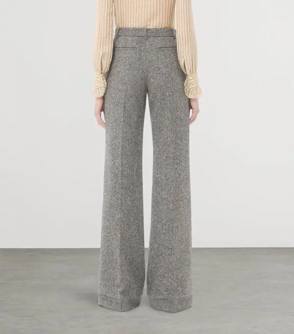 Valentino Garavani Wool-blend Speckled Wide-leg Trousers