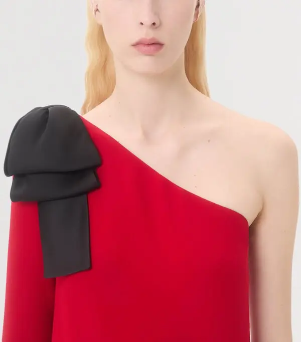 Valentino Garavani Silk One-shoulder Gown With Satin Bow