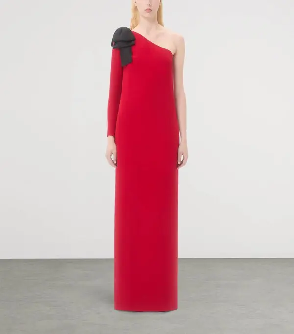 Valentino Garavani Silk One-shoulder Gown With Satin Bow