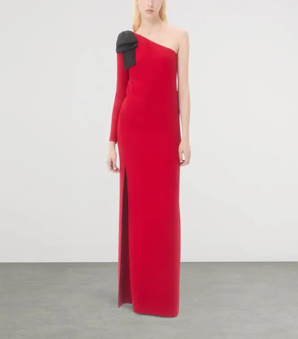 Valentino Garavani Silk One-shoulder Gown With Satin Bow