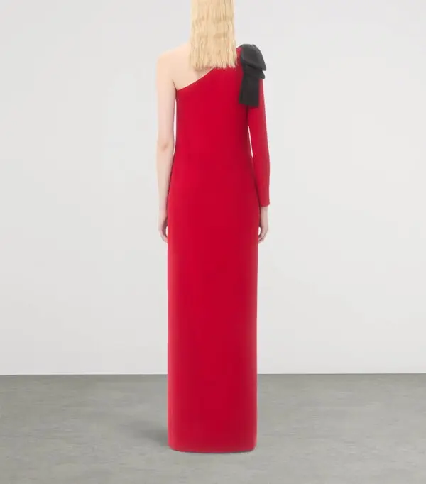 Valentino Garavani Silk One-shoulder Gown With Satin Bow