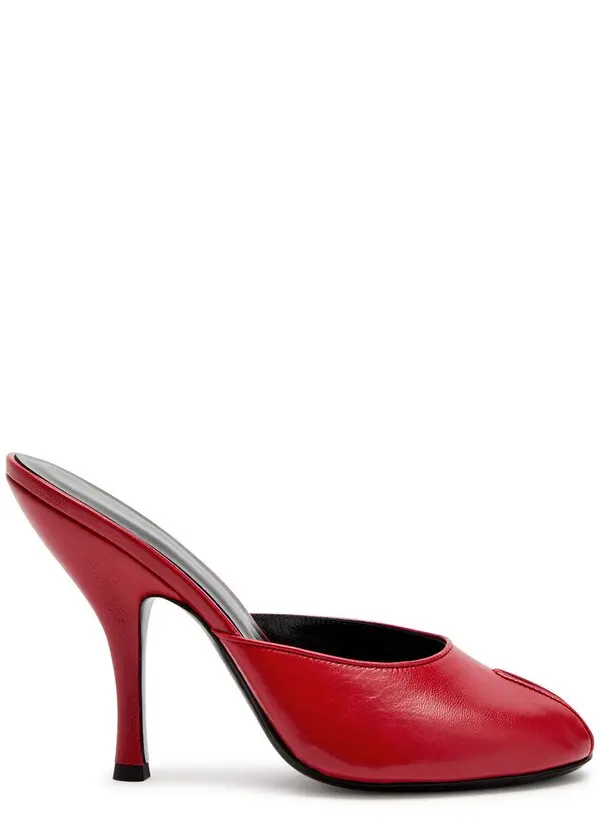 JUDE Date 105 Peep-toe Leather Mules - Red