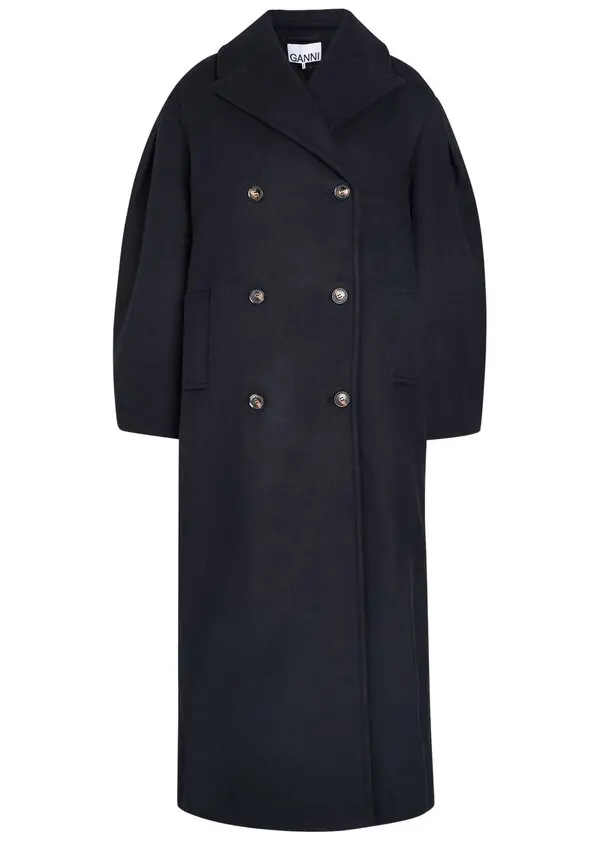 GANNI Double-breasted Wool-blend Pea Coat