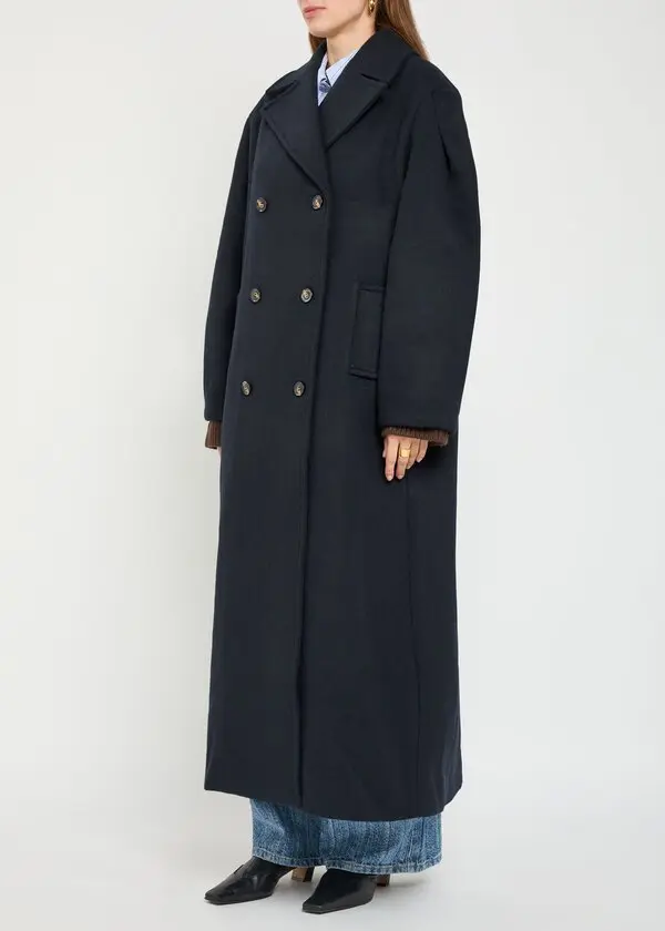 GANNI Double-breasted Wool-blend Pea Coat