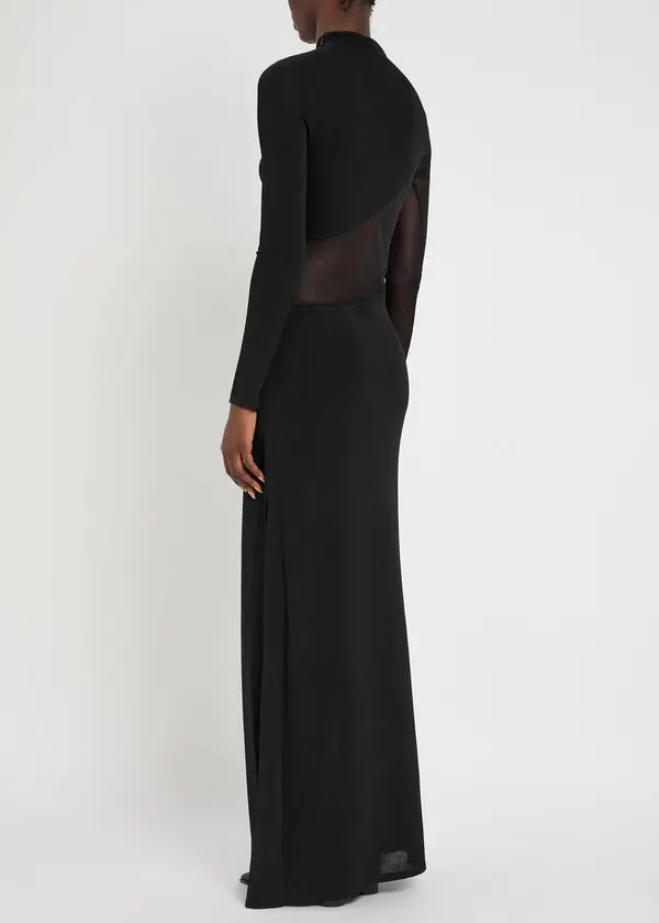 Alaïa Paneled Mesh Maxi Dress - Black