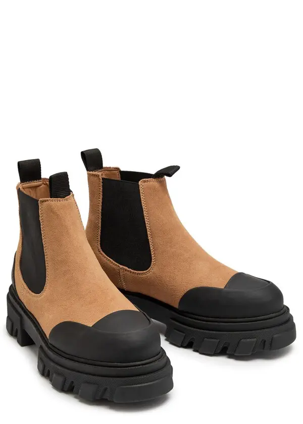 GANNI Panelled Suede Chelsea Boots