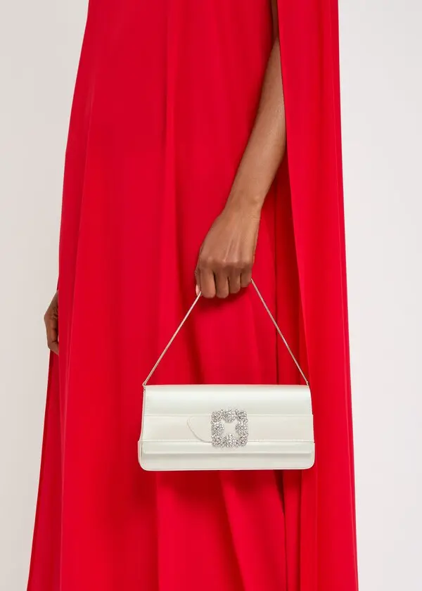 Manolo Blahnik Gothisi Embellished Satin Clutch - Ivory