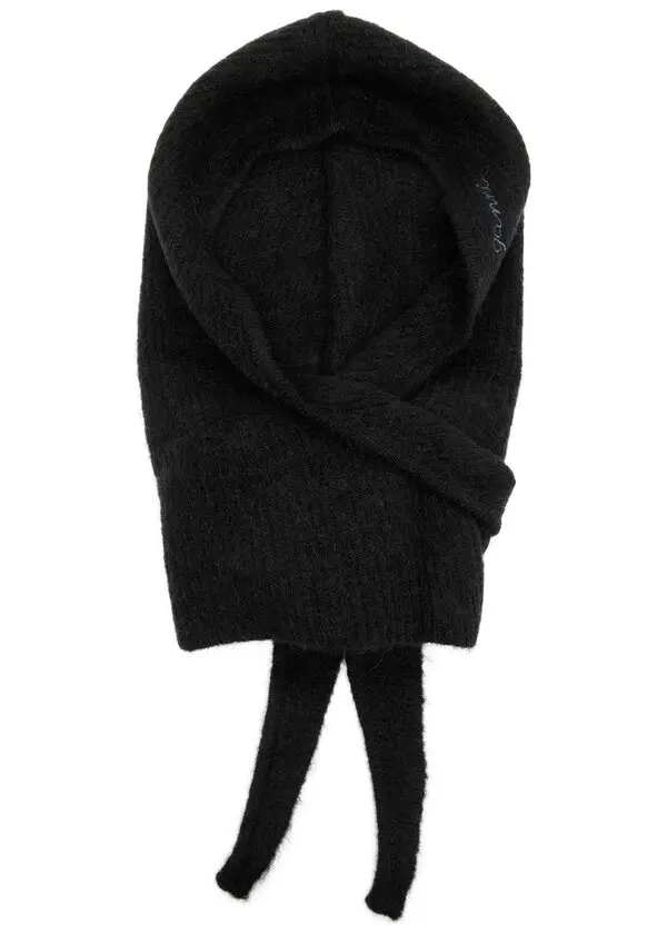 GANNI Brushed Wool-blend Balaclava - Black