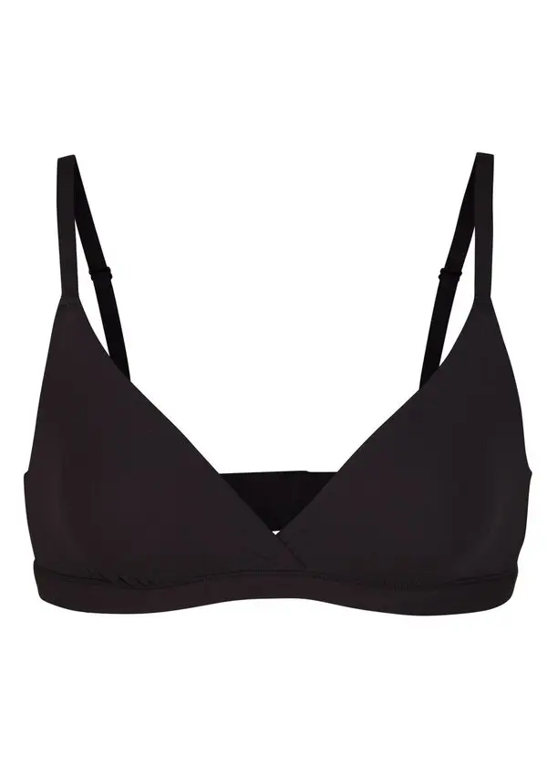 SKIMS Stretch-jersey Crossover Bralette - Black