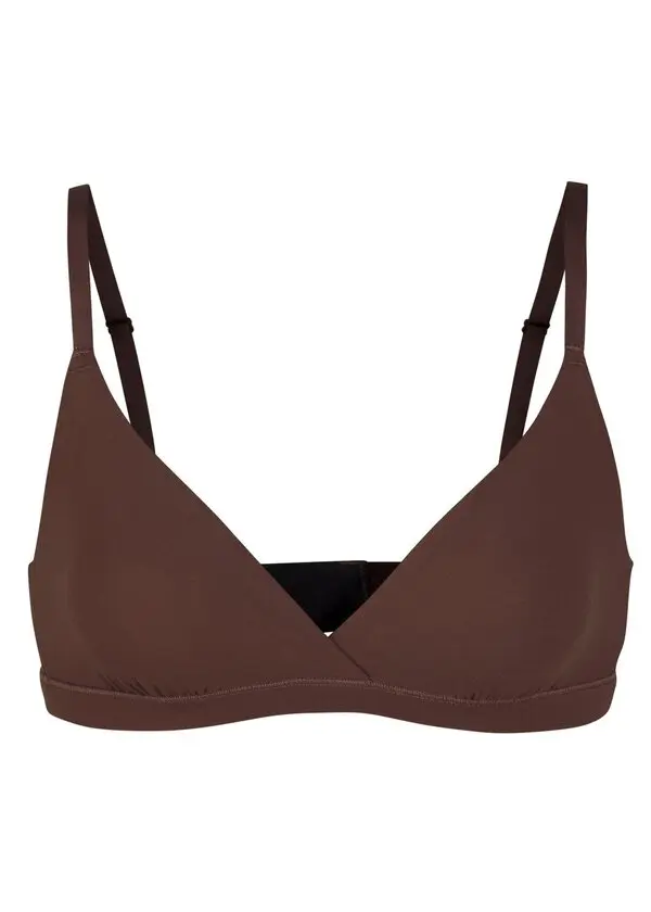 SKIMS Stretch-jersey Crossover Bralette - Brown