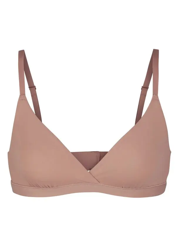 SKIMS Stretch-jersey Crossover Bralette - Light Brown