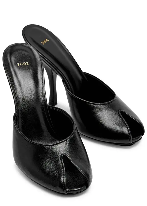 JUDE Date 105 Leather Mules - Black