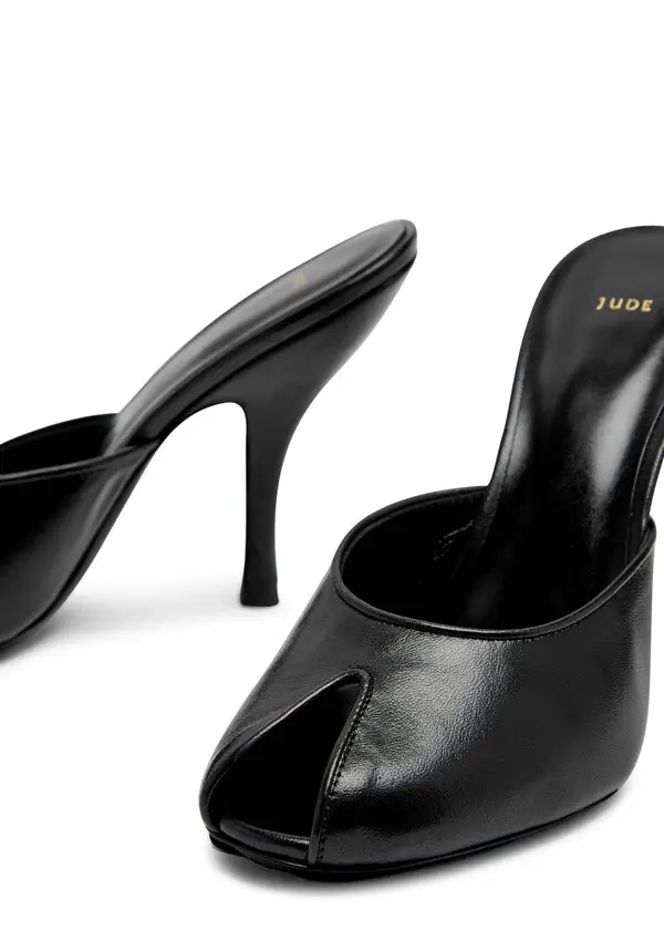 JUDE Date 105 Leather Mules - Black