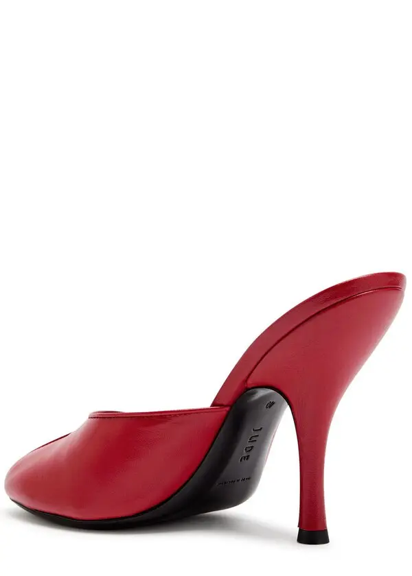 JUDE Date 105 Leather Peep-toe Mules - Red