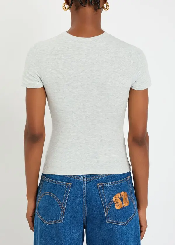 SKIMS Stretch-cotton T-shirt - Light Grey